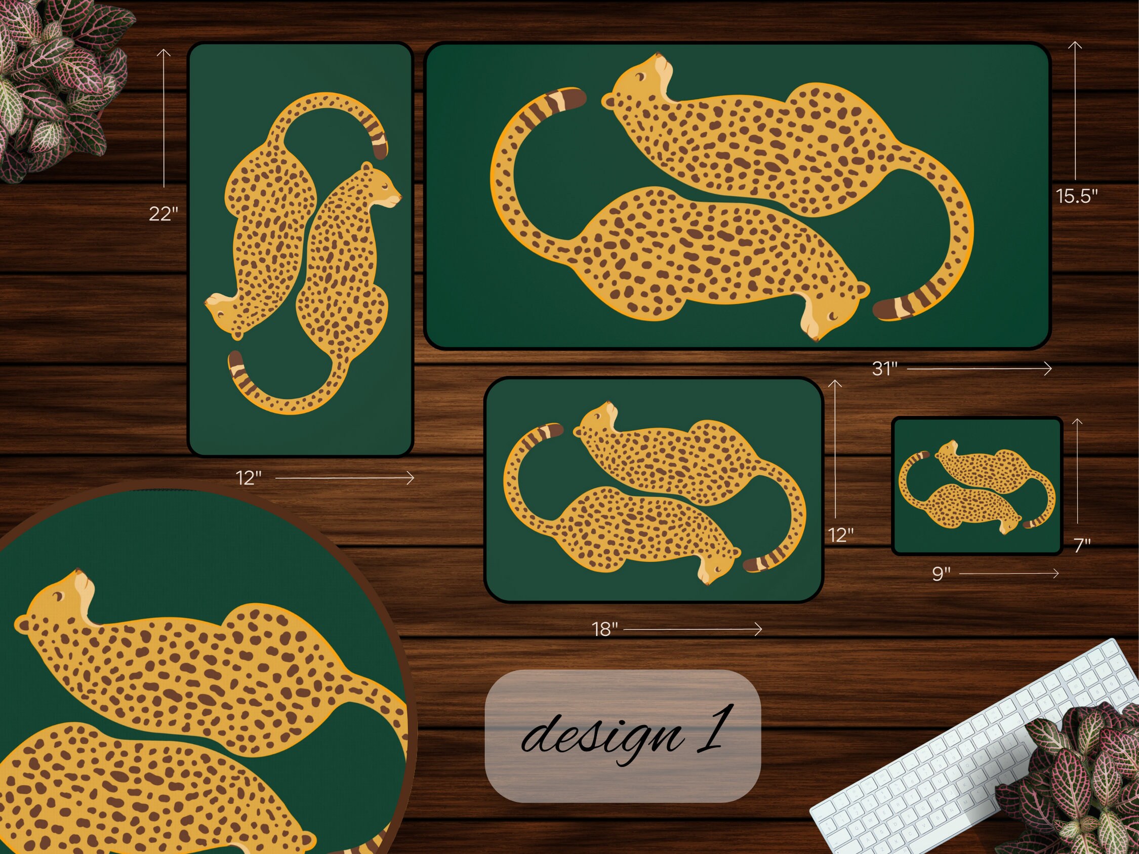 Cheetah Animal Print Purple Preppy Desk Mat, Trendy Maximalist Dark ...