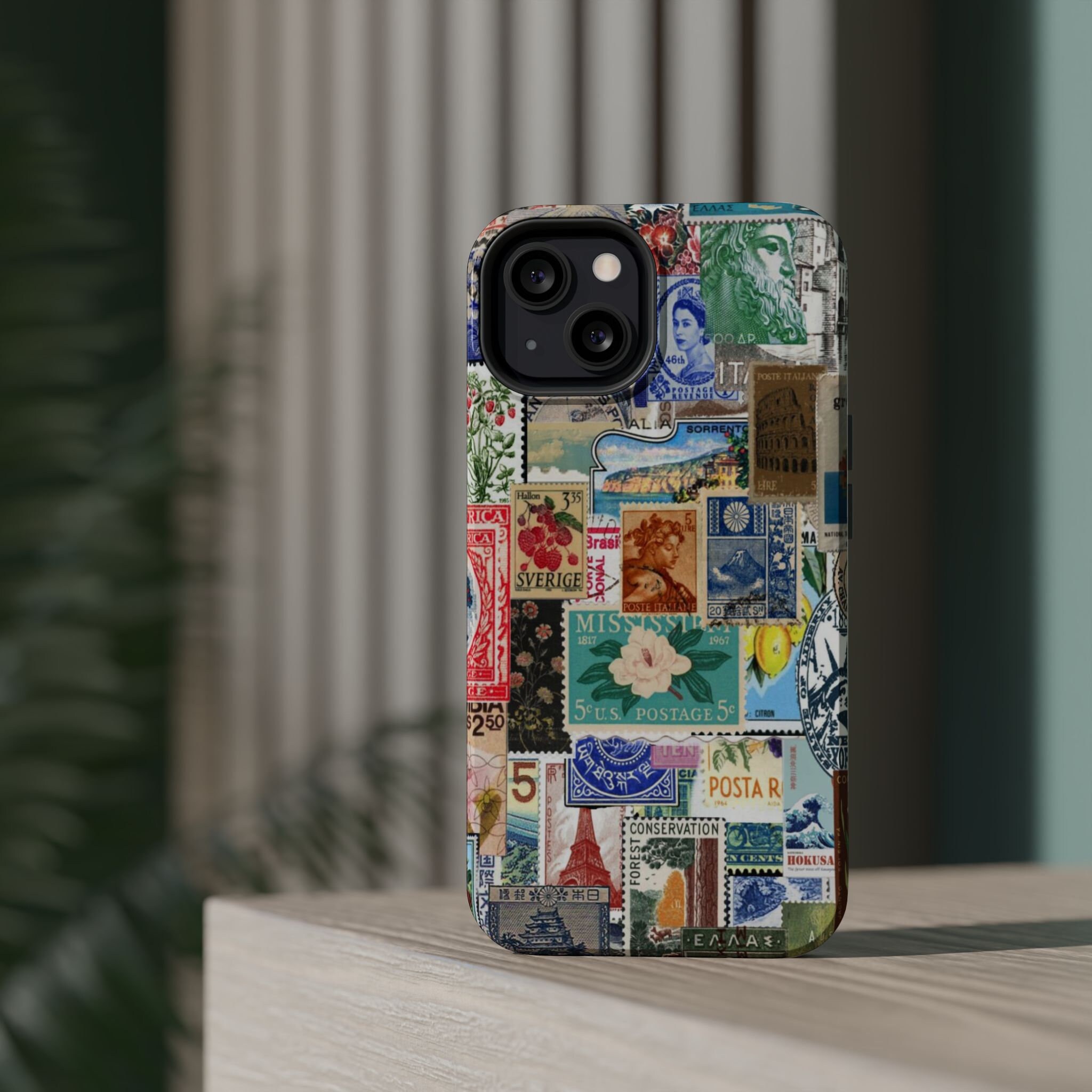 Postal Stamps Vintage Collage Phone Case Magsafe Cases Retro Mag Safe ...