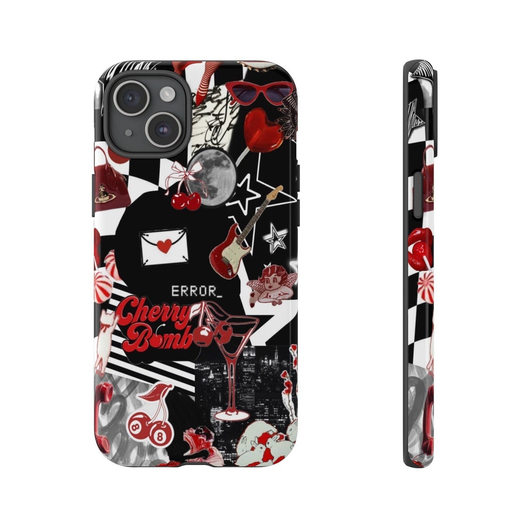 Cherry Bomb Phone Case Collage Retro Red Grunge Aesthetic Cases Y2K ...