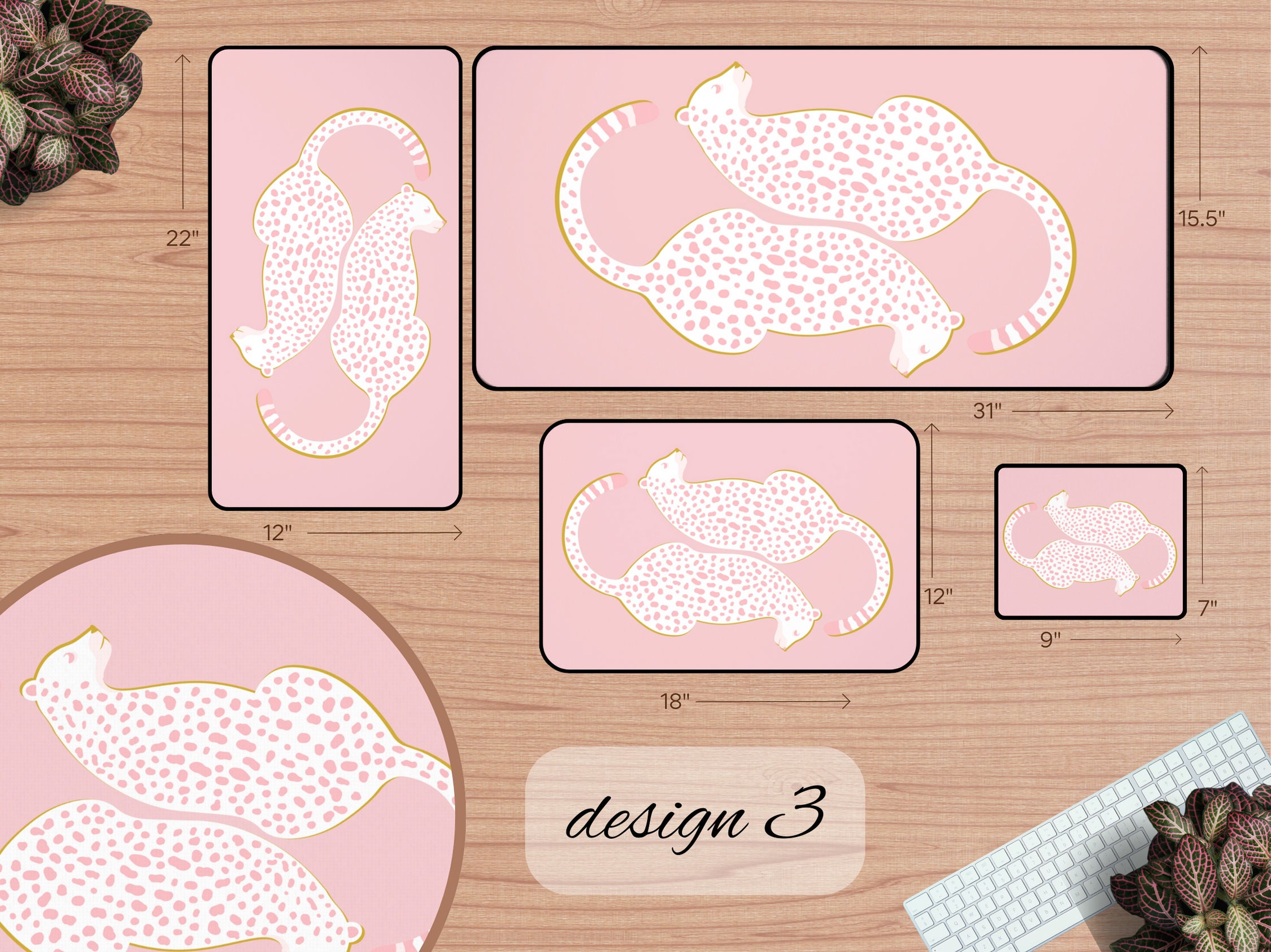 Cheetah Animal Print Purple Preppy Desk Mat, Trendy Maximalist Dark ...