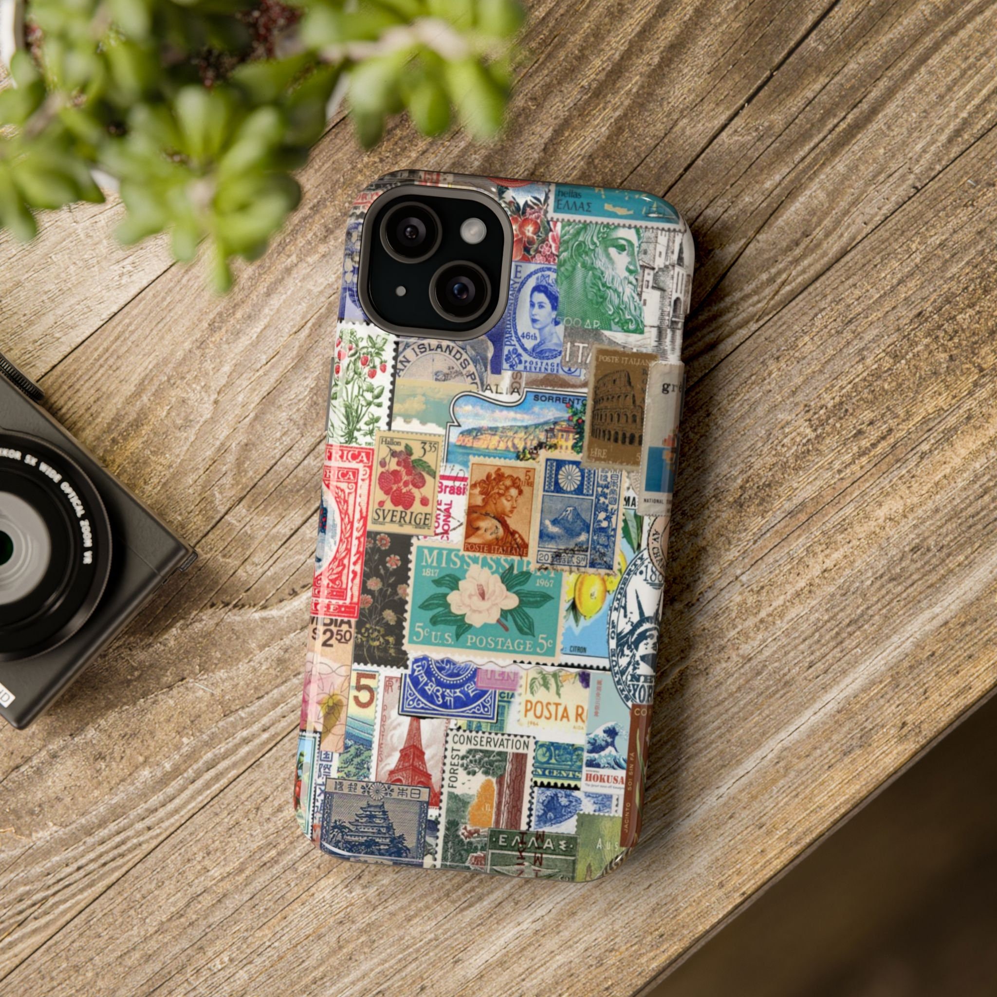Postal Stamps Vintage Collage Phone Case Magsafe Cases Retro Mag Safe ...