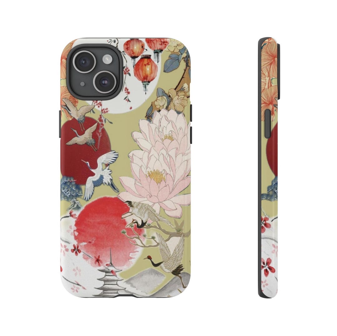 Japanese Phone Case Collage Japan Art Phone Cases Aesthetic Cranes ...