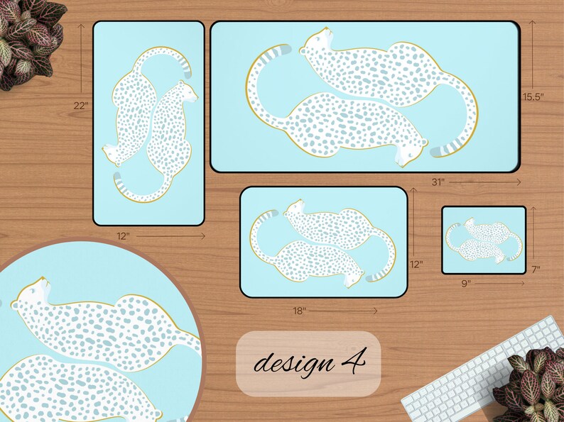 Cheetah Animal Print Purple Preppy Desk Mat, Trendy Maximalist Dark ...