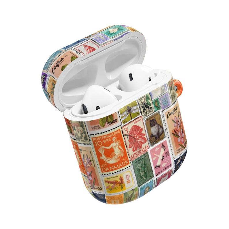 Vintage Stamps Collage AirPod Case Accessories Cute Aesthetic Trendy ...