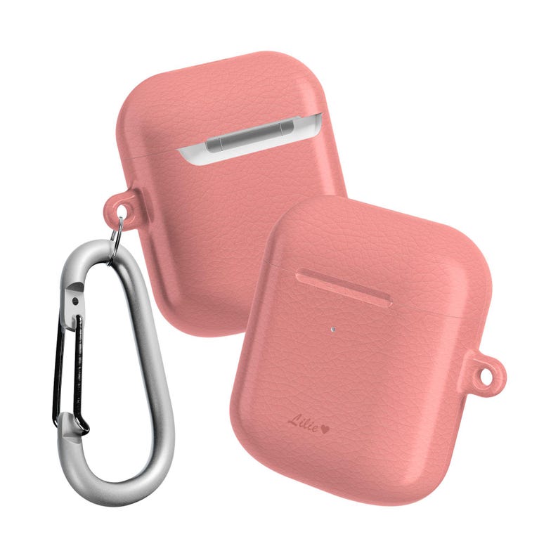 Personalized AirPod Case Monogram Accessories Leather Look Pink Airpods ...