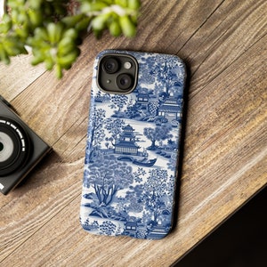 Blue China Phone Case Chinoiserie Toile Aesthetic Chinese Pattern ...