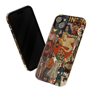 Vintage Halloween Comics Phone Case Collage Spooky Ghost Skeleton Retro ...