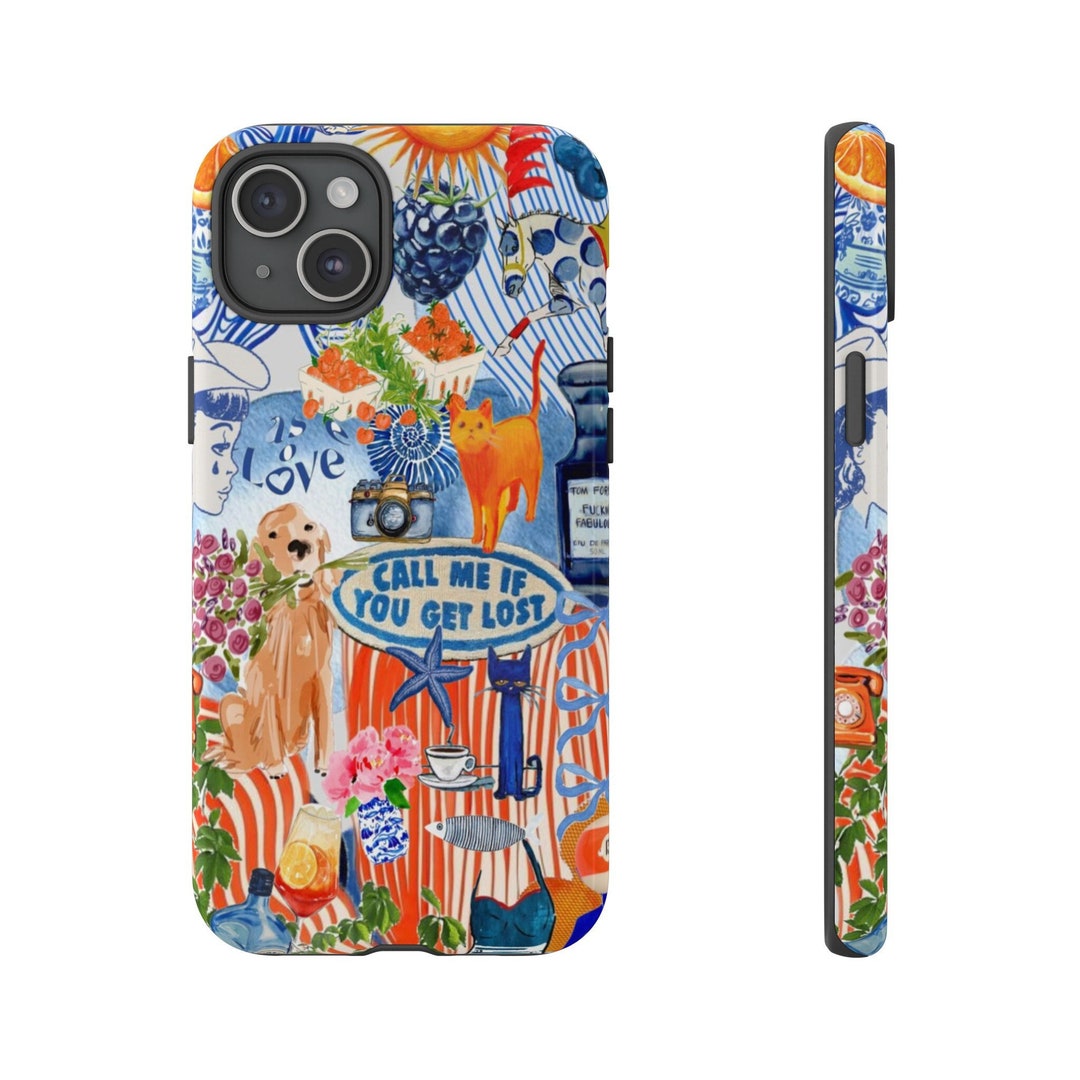 Summer Sunday Collage Phone Case Cute Orange Blue Preppy Aesthetic ...