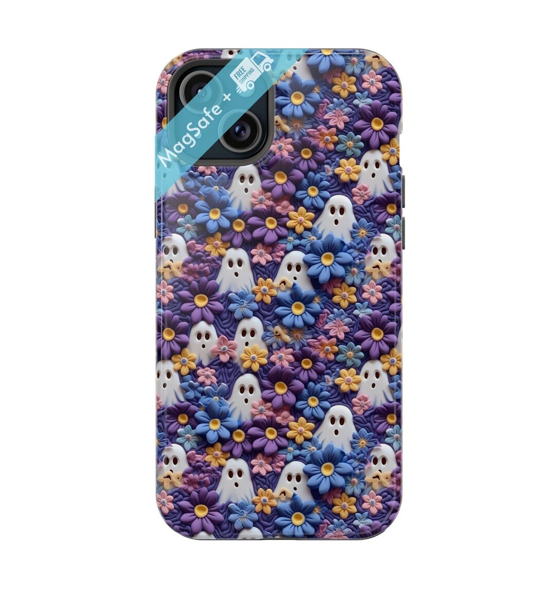 Cute Ghosts & Flowers Magsafe iPhone Case Halloween Cases 3D Effect ...