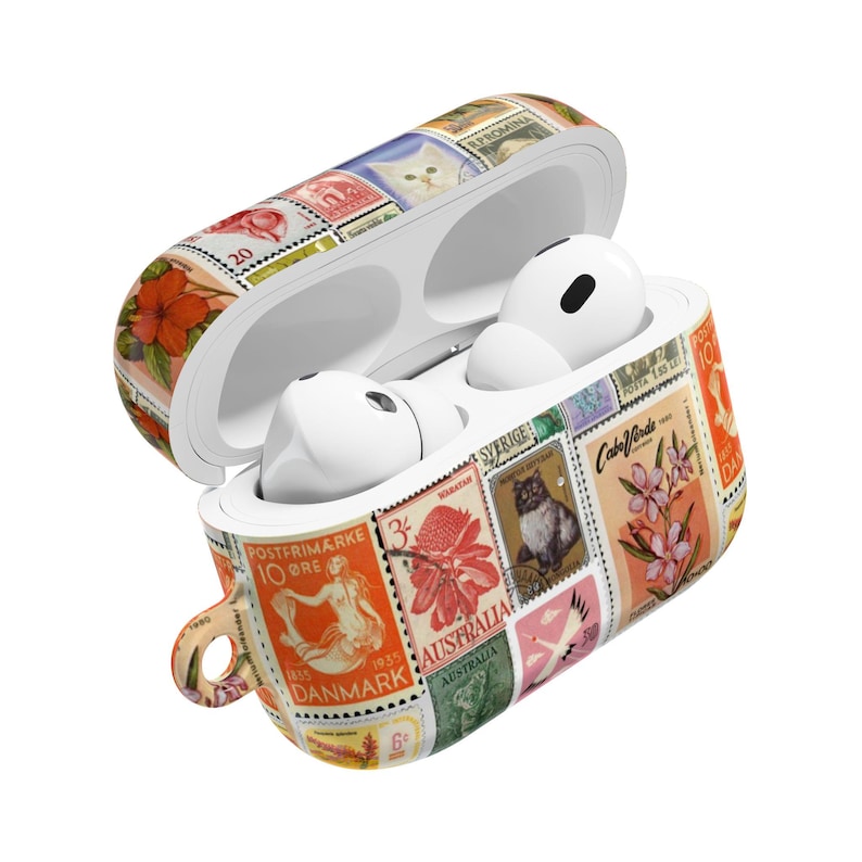 Vintage Stamps Collage AirPod Case Accessories Cute Aesthetic Trendy ...
