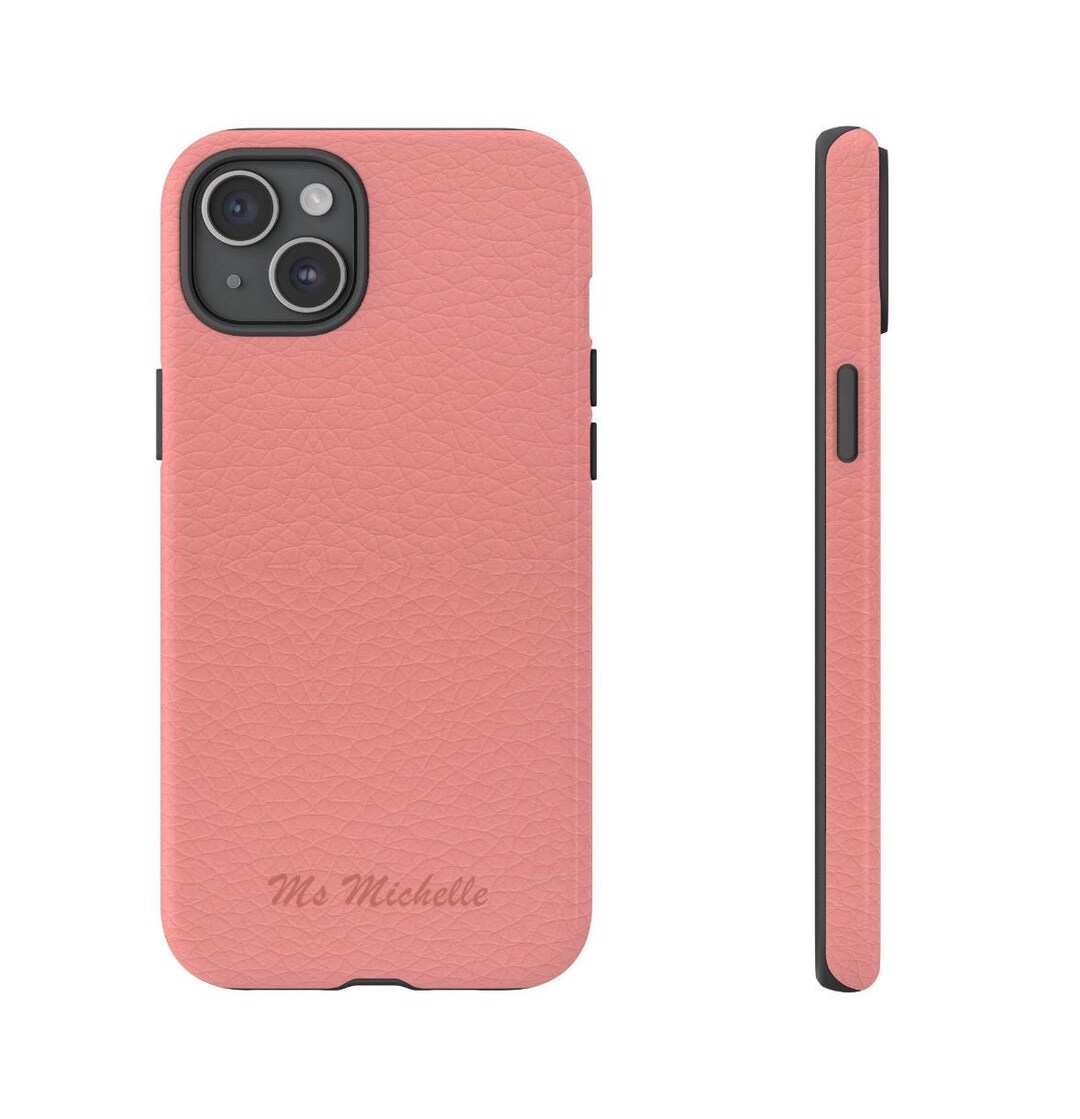 Personalized Leather Look Phone Case Blush Pink Custom iPhone Cases 16 ...