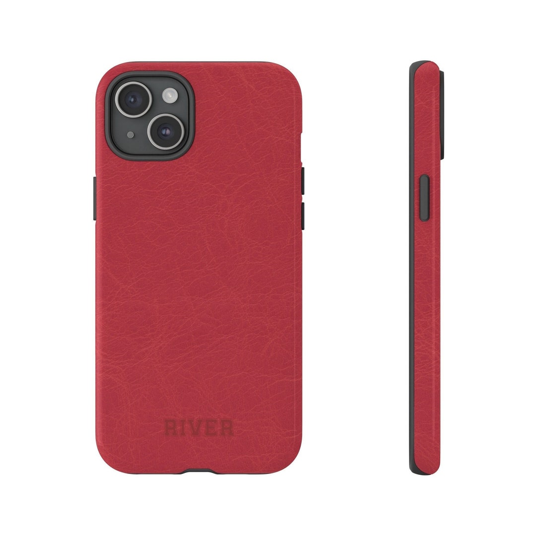 Personalized Leather Look Phone Case Red Custom iPhone Cases 16 15 14 ...