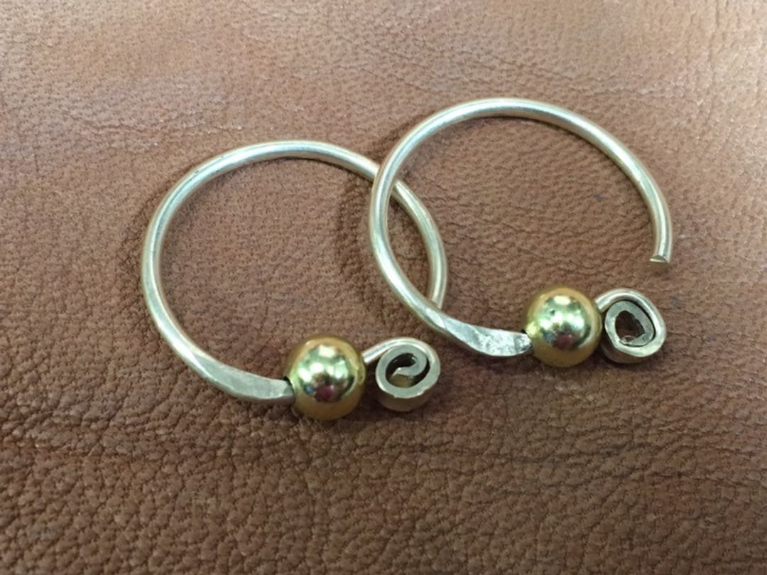 Brass Slavic Temple Rings. Kievan Rus Beaded Temple Rings. - Etsy