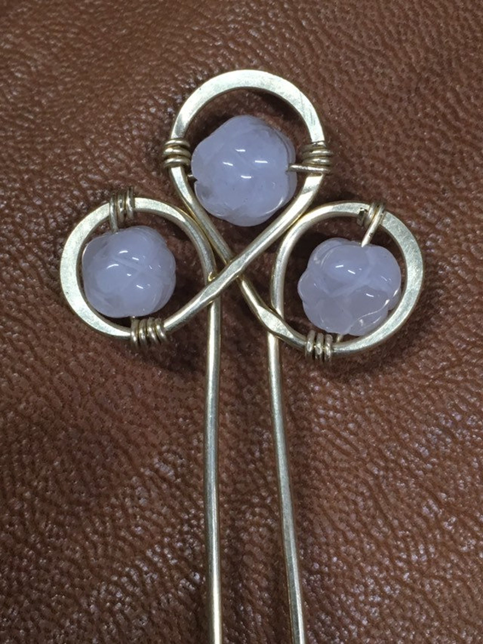 Brass Hairpin With Carnelian and Glass Crystals. Handcrafted Hairpin ...
