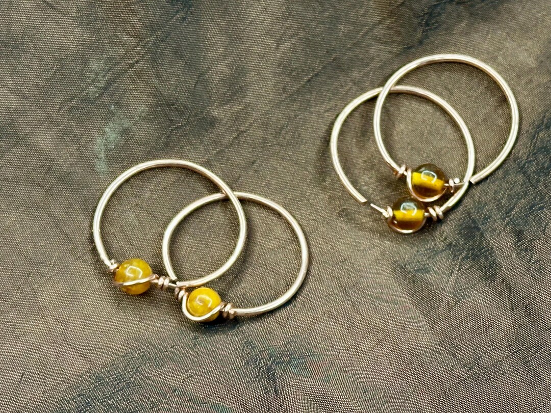 Pair of Copper Slavic Temple Rings. Kievan Rus Amber Temple Rings ...