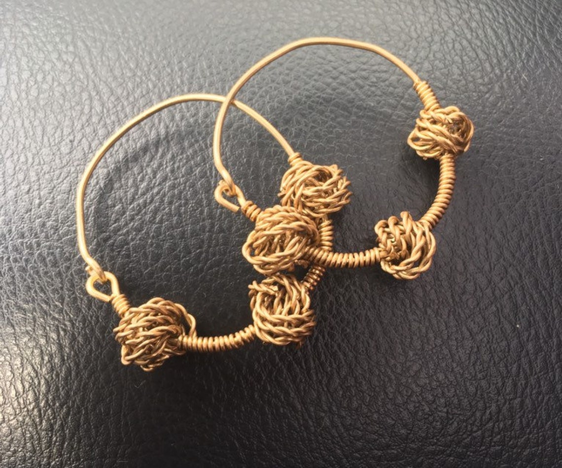 Brass Slavic Temple Rings. Kievan Rus Beaded Temple Rings. | Etsy