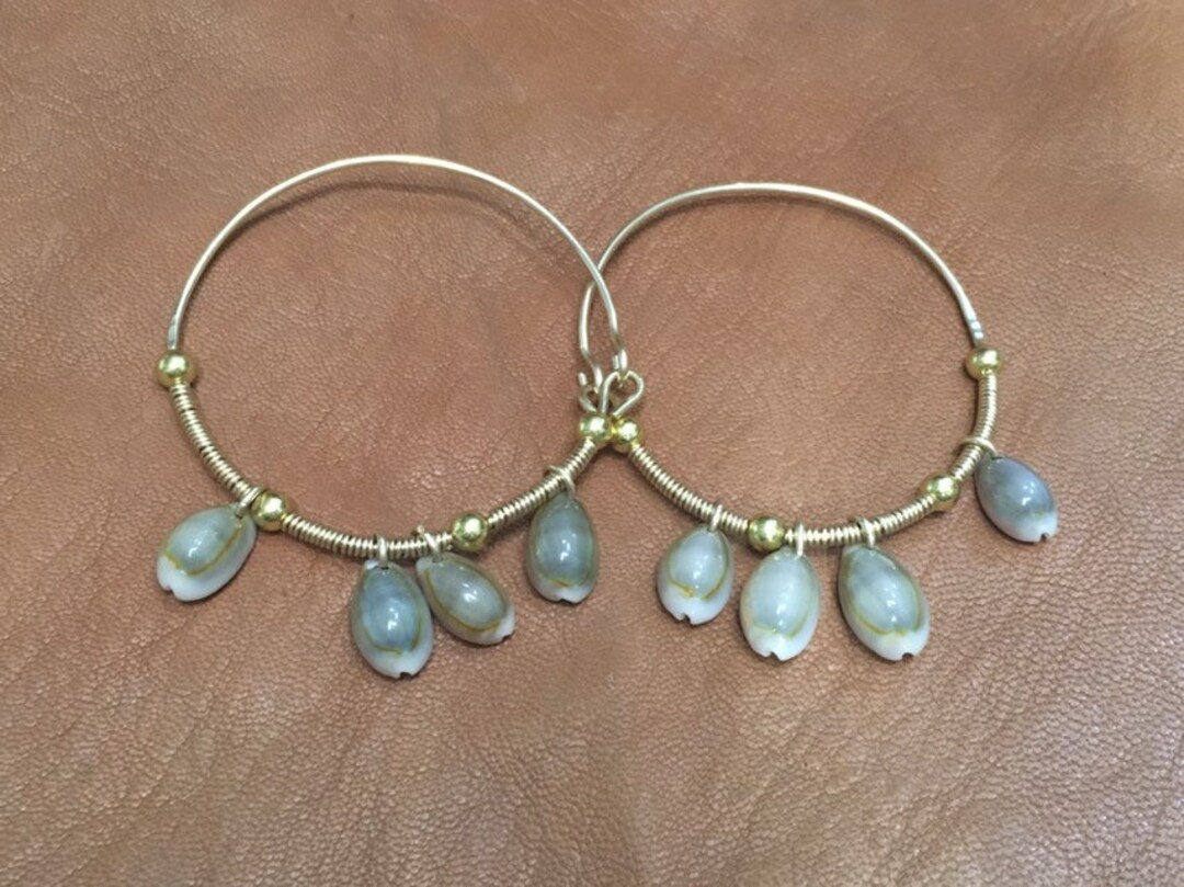 Brass Slavic Temple Rings. Kievan Rus Beaded Temple Rings With Cowry ...