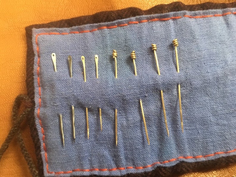 Medieval Fabric Needle Case. Historical Needle Roll With a Set of ...