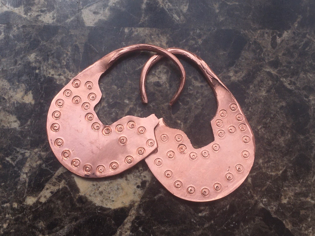 Pair or Moon Shaped Temple Rings. Copper Slavic Temple Rings. Kievan ...