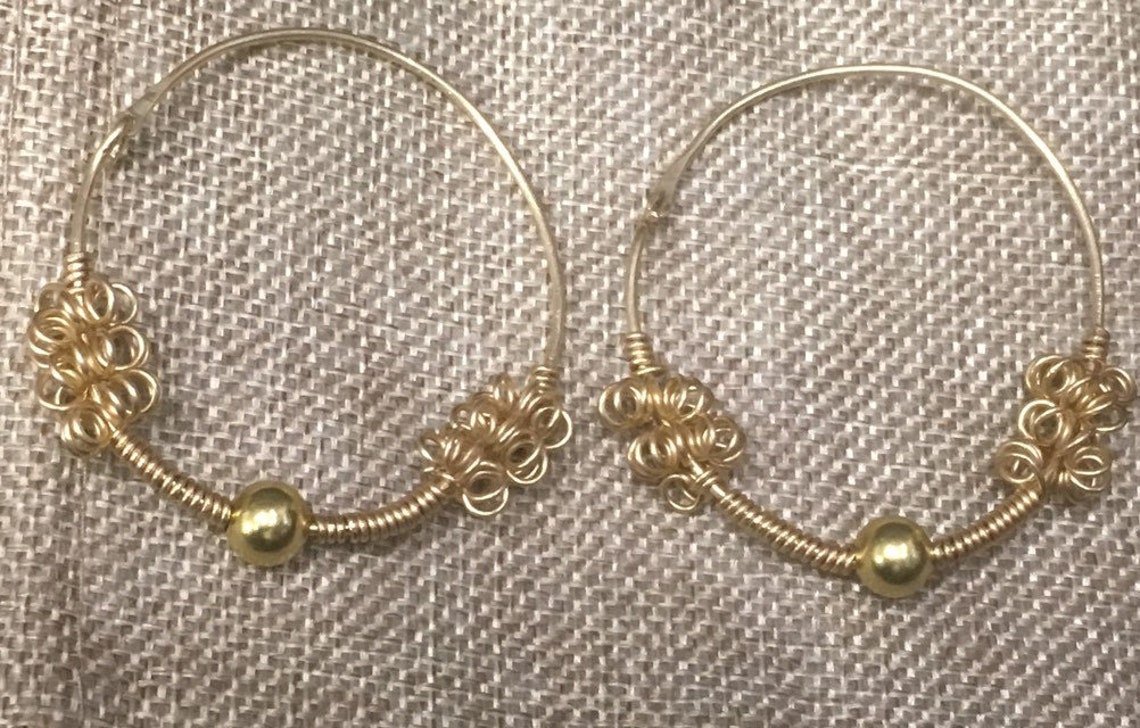 Brass Slavic Temple Rings. Kievan Rus Coil Temple Rings. - Etsy