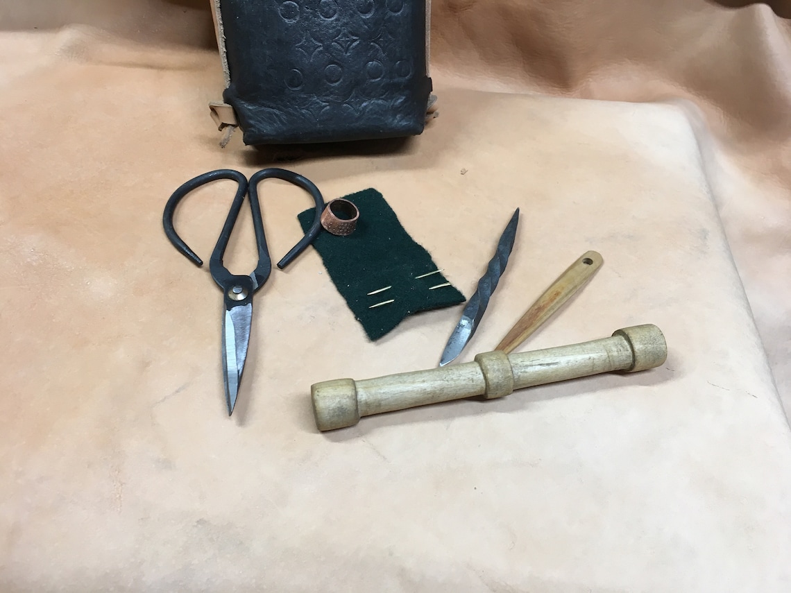 Medieval Handwork Kit.medieval Sewing Kit in Leather Case for ...