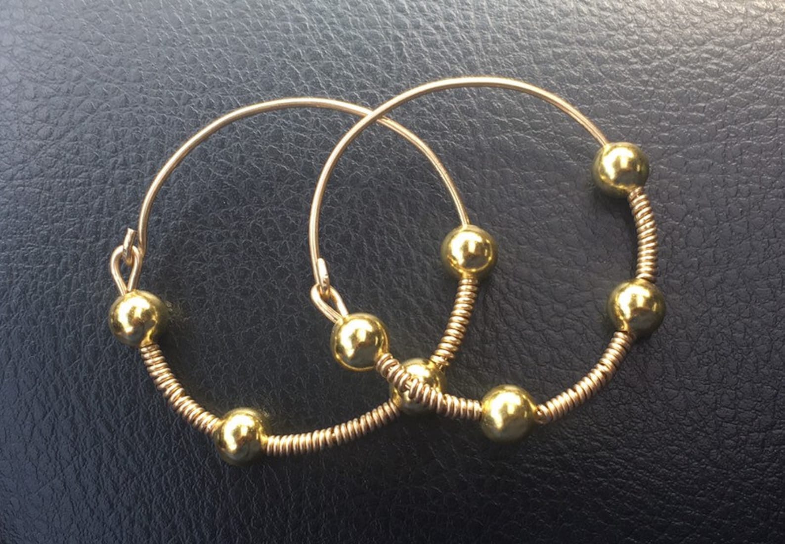 Brass Slavic Temple Rings. Kievan Rus Beaded Temple Rings. - Etsy