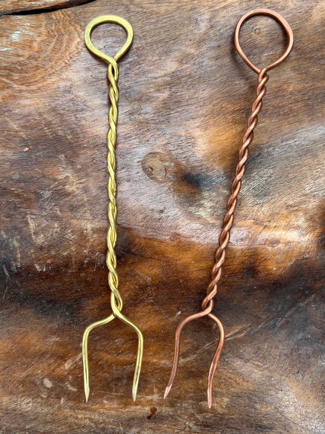 Roman Fork in Brass or Copper. Medieval Cutlery, Rustic Cutlery ...