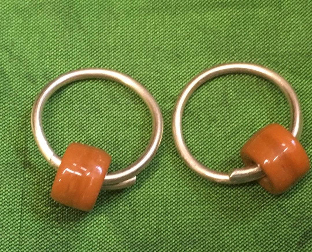 Brass Slavic Temple Rings. Pair of Kievan Rus Beaded Temple Rings ...