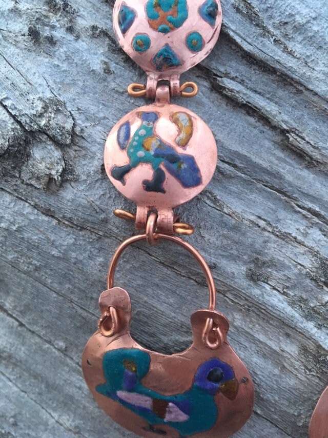 Pair of Copper Slavic Temple Rings with Hot Enamel. Kievan Rus | Etsy