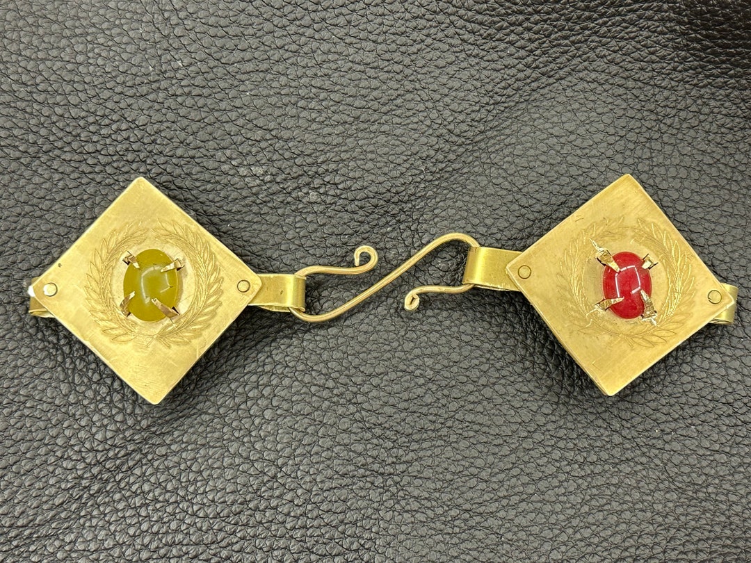 Brass Medieval Cloak Clasp With Stones. SCA Cloak Clasp. Laurel Cloak ...