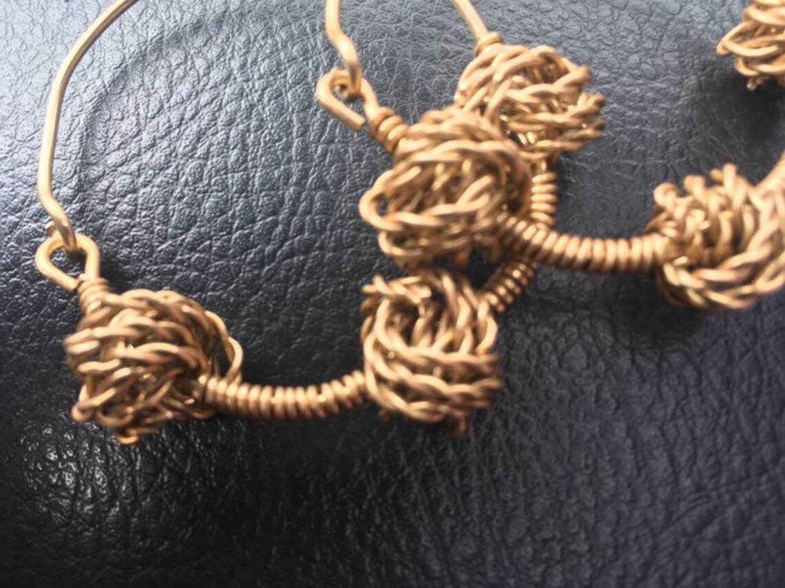 Brass Slavic Temple Rings. Kievan Rus Beaded Temple Rings. - Etsy