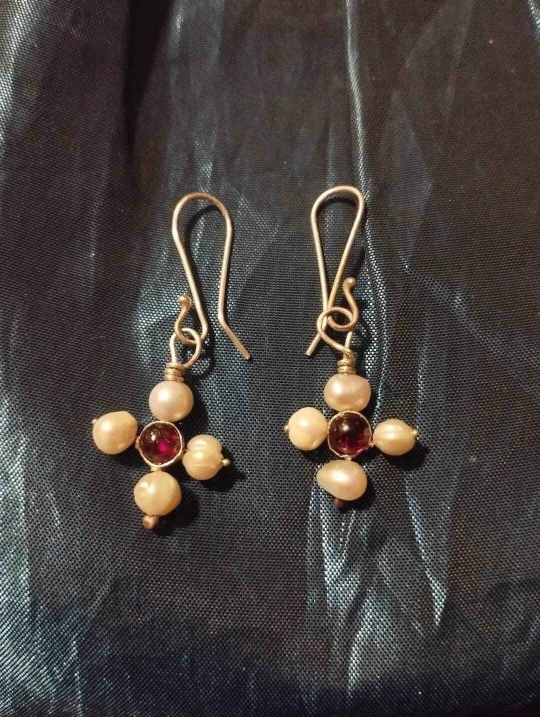 Sterling Silver Byzantine Earrings With Pearls and Garnets.early ...