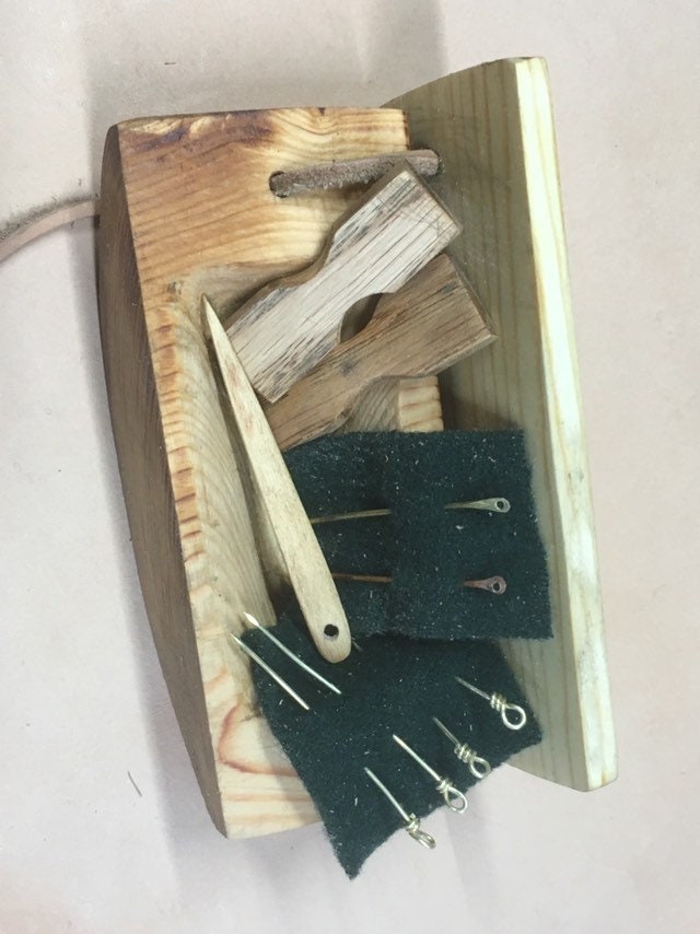Viking Sewing Kit. Early Medieval Sewing Kit in Hand Carved Wooden Box ...