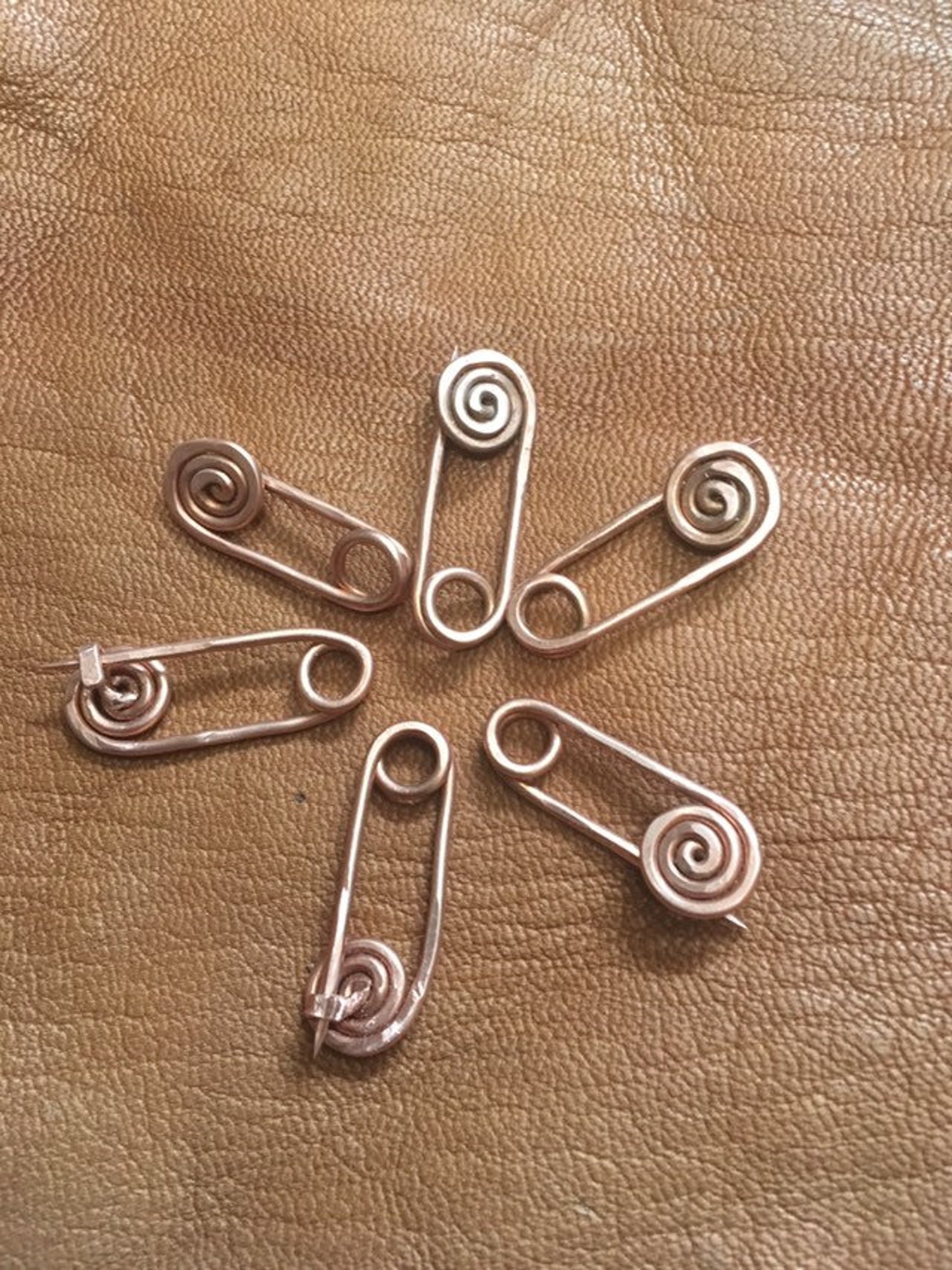Copper Spiral Safety Pin Small Shawl Pin Celtic Style - Etsy