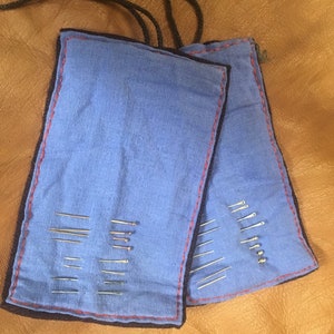 Medieval Fabric Needle Case. Historical Needle Roll With a Set of ...