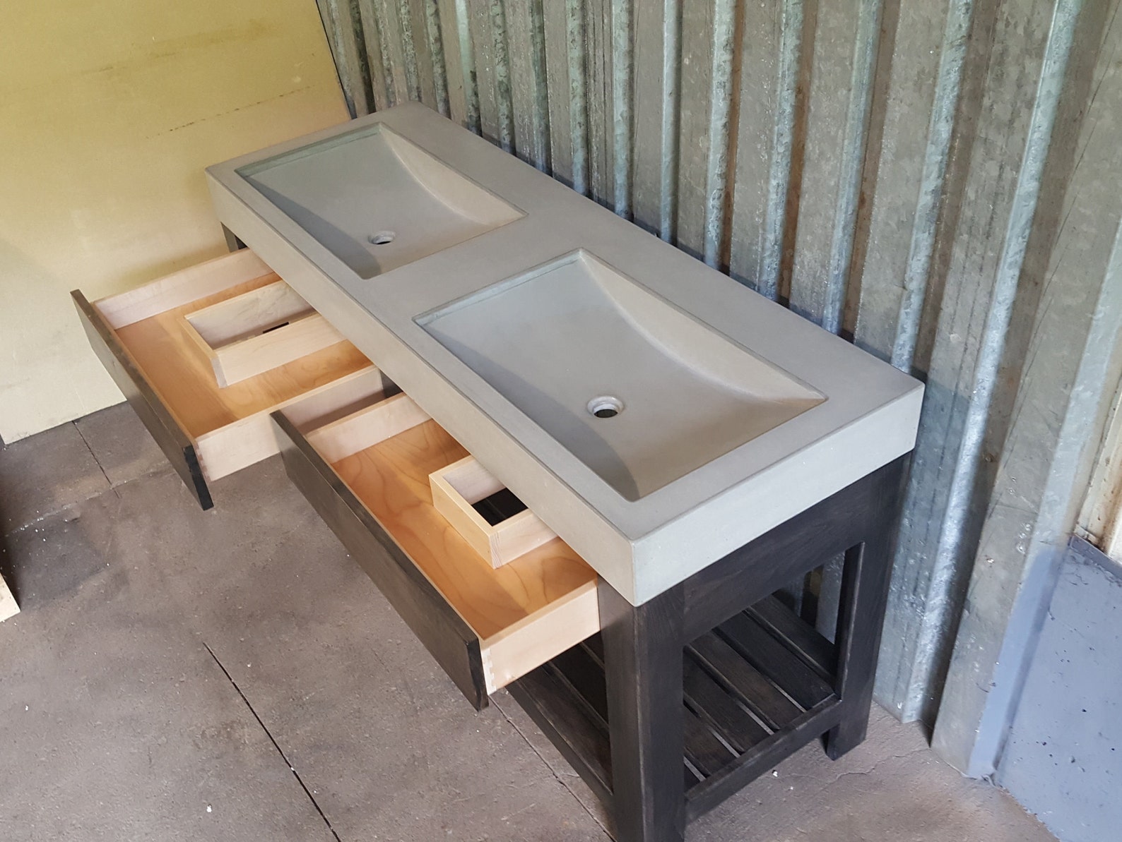60 Dual Shallow Wave Vanity With 2 Drawer Stand - Etsy