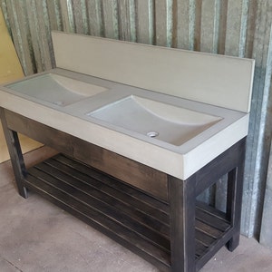 60 Dual Shallow Wave Vanity With 2 Drawer Stand - Etsy