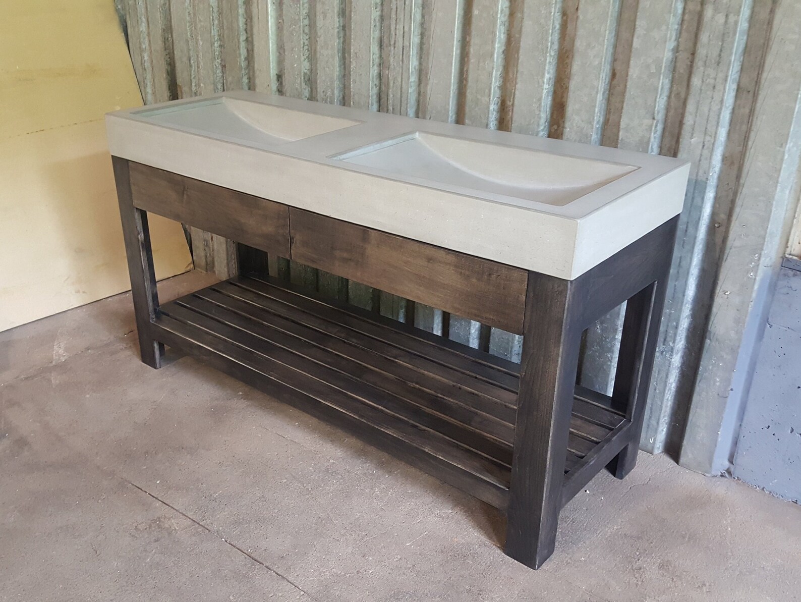 60 Dual Shallow Wave Vanity With 2 Drawer Stand - Etsy