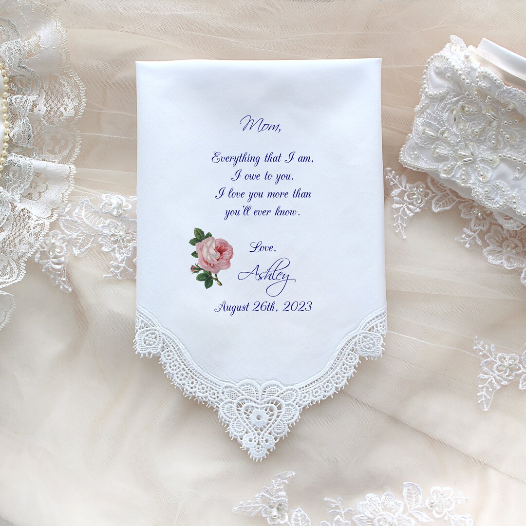 Mother of the Bride Gift, PRINTED and Personalised Wedding Handkerchief ...