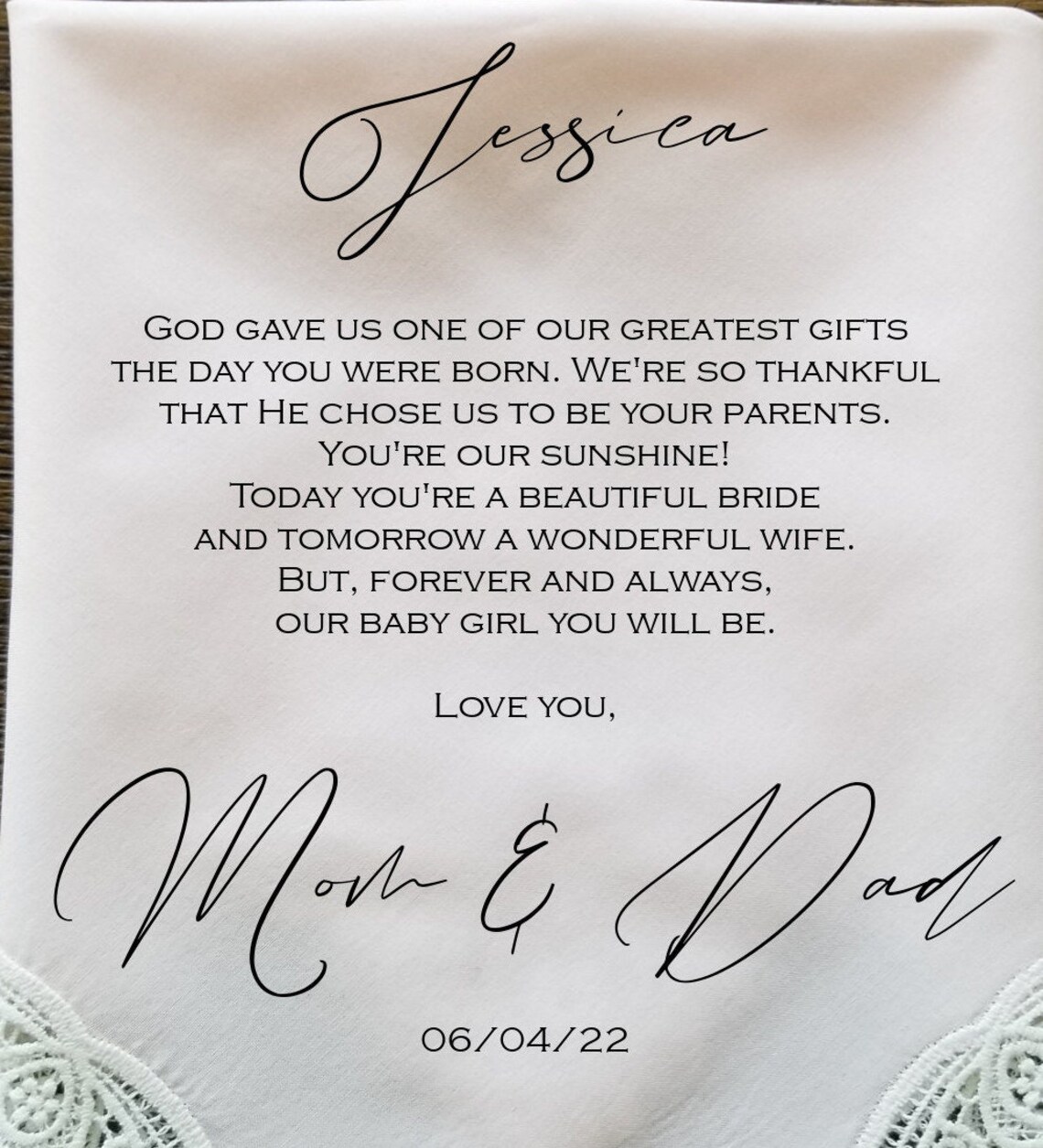 Wedding Gift for Bride From Parents Wedding Handkerchief - Etsy