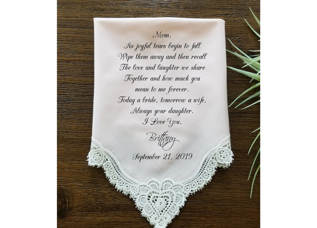 Mother of the Bride Handkerchief Personalized PRINTED Wedding - Etsy