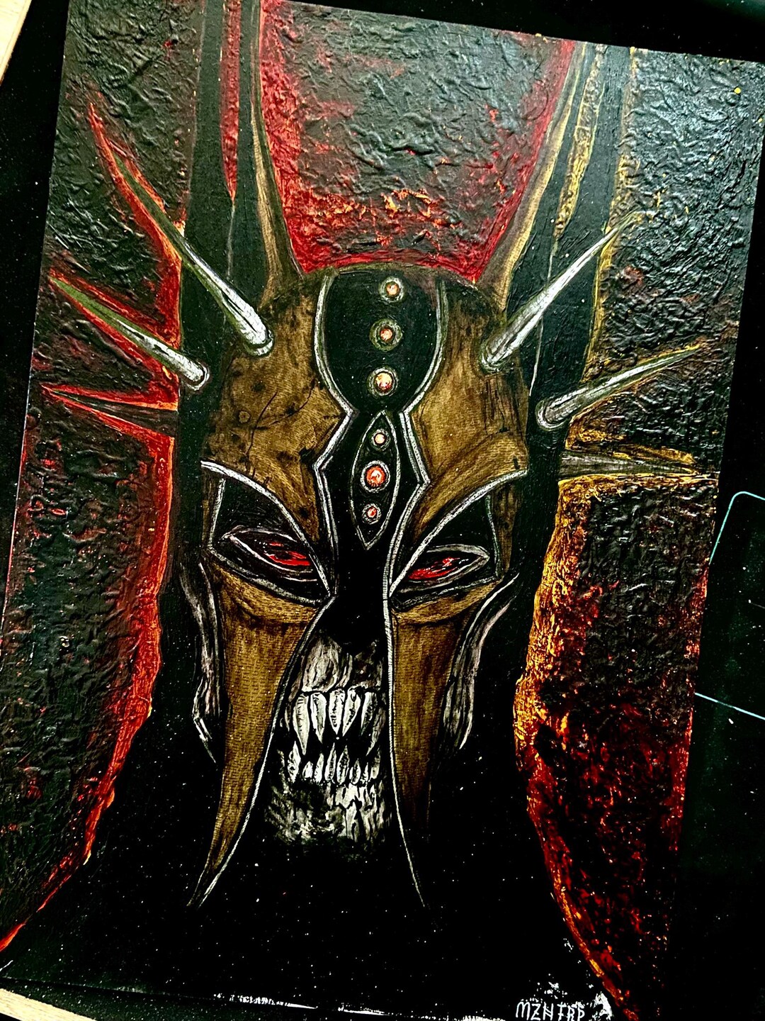 Infernal Crown – Original Dark Fantasy Painting, A3 Mixed Media, Demon ...