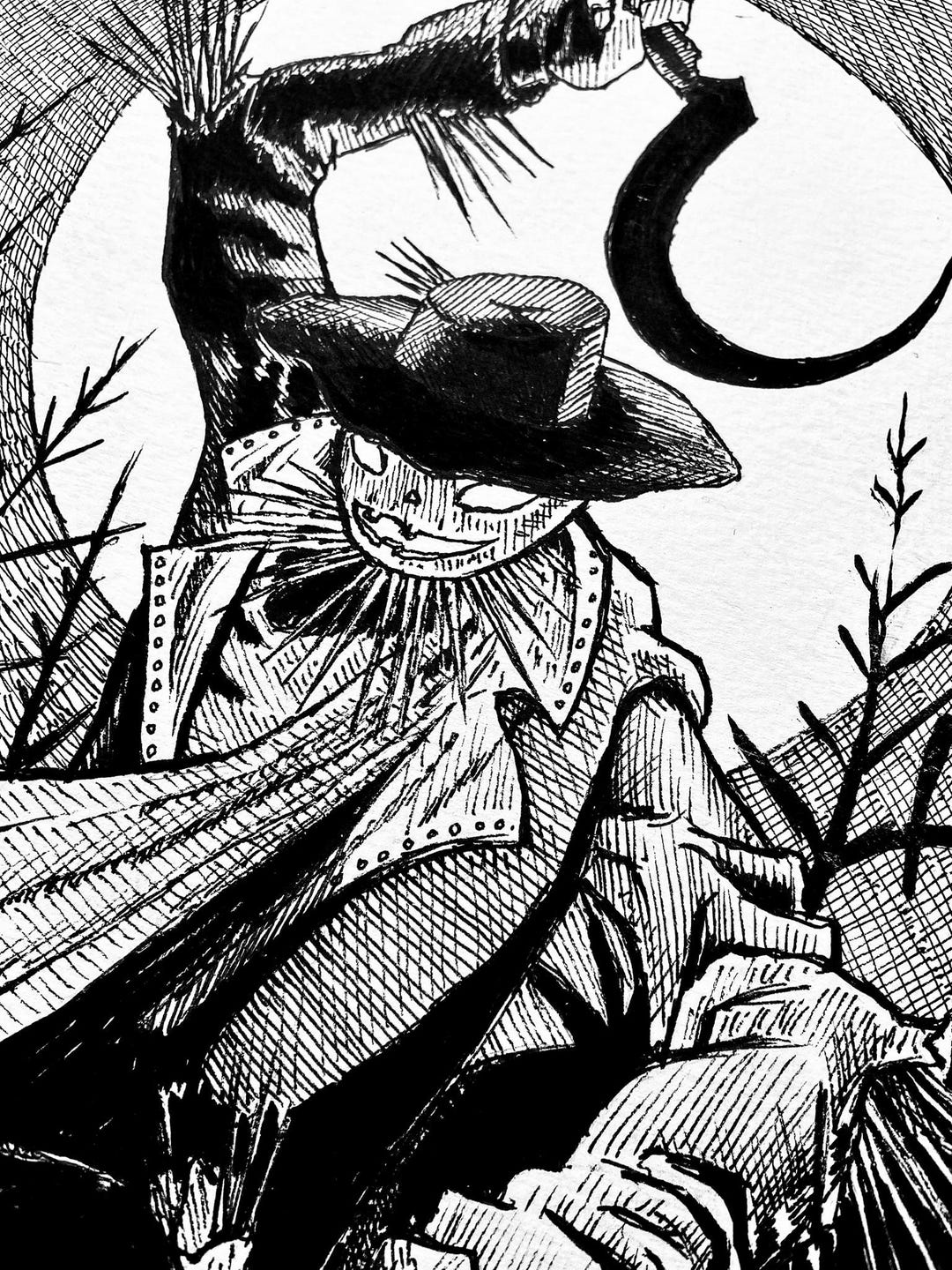 Scarecrow With Sickle – Gothic Halloween Digital Download A3 - Etsy