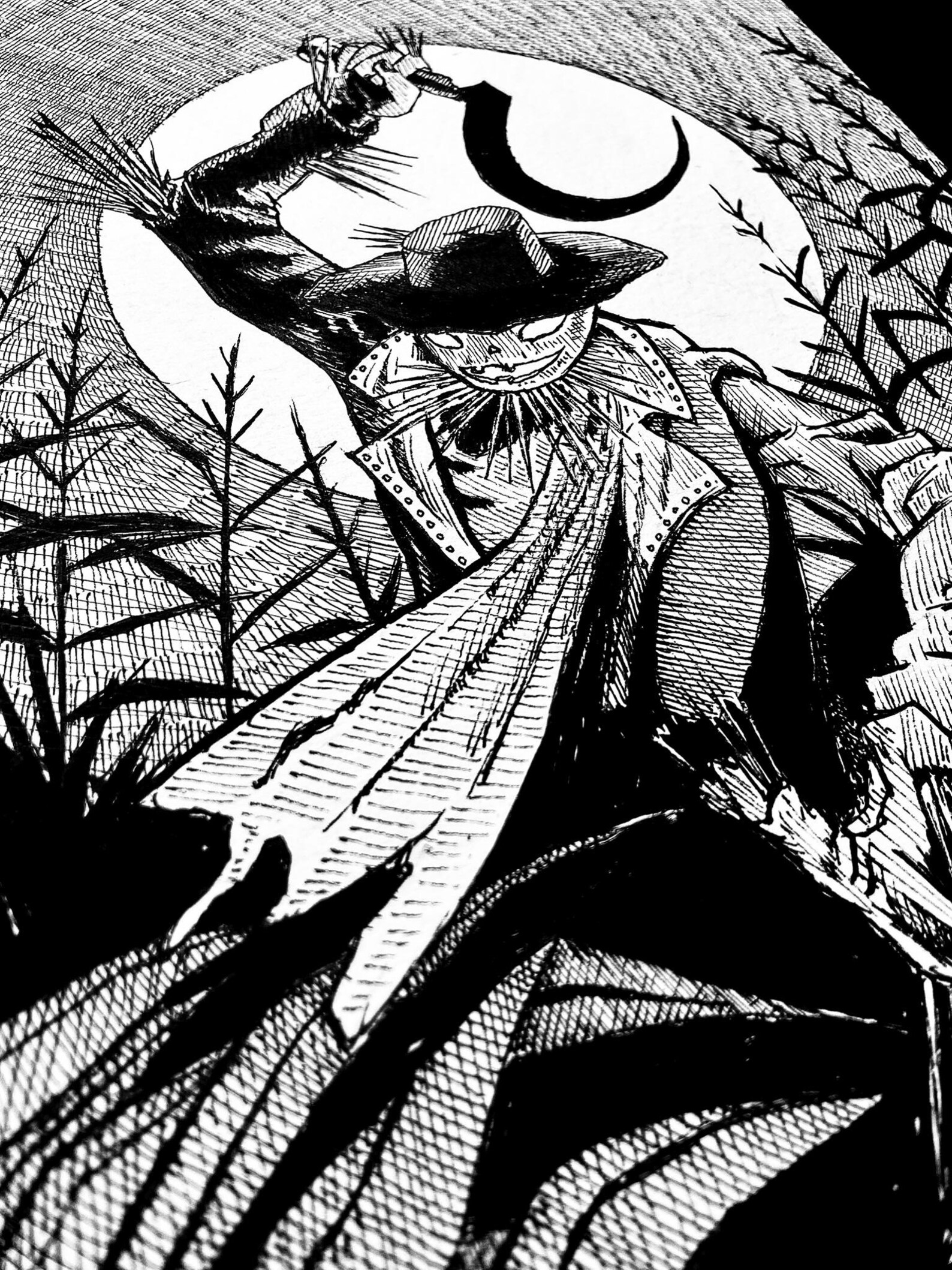 Scarecrow With Sickle – Gothic Halloween Digital Download A3 - Etsy