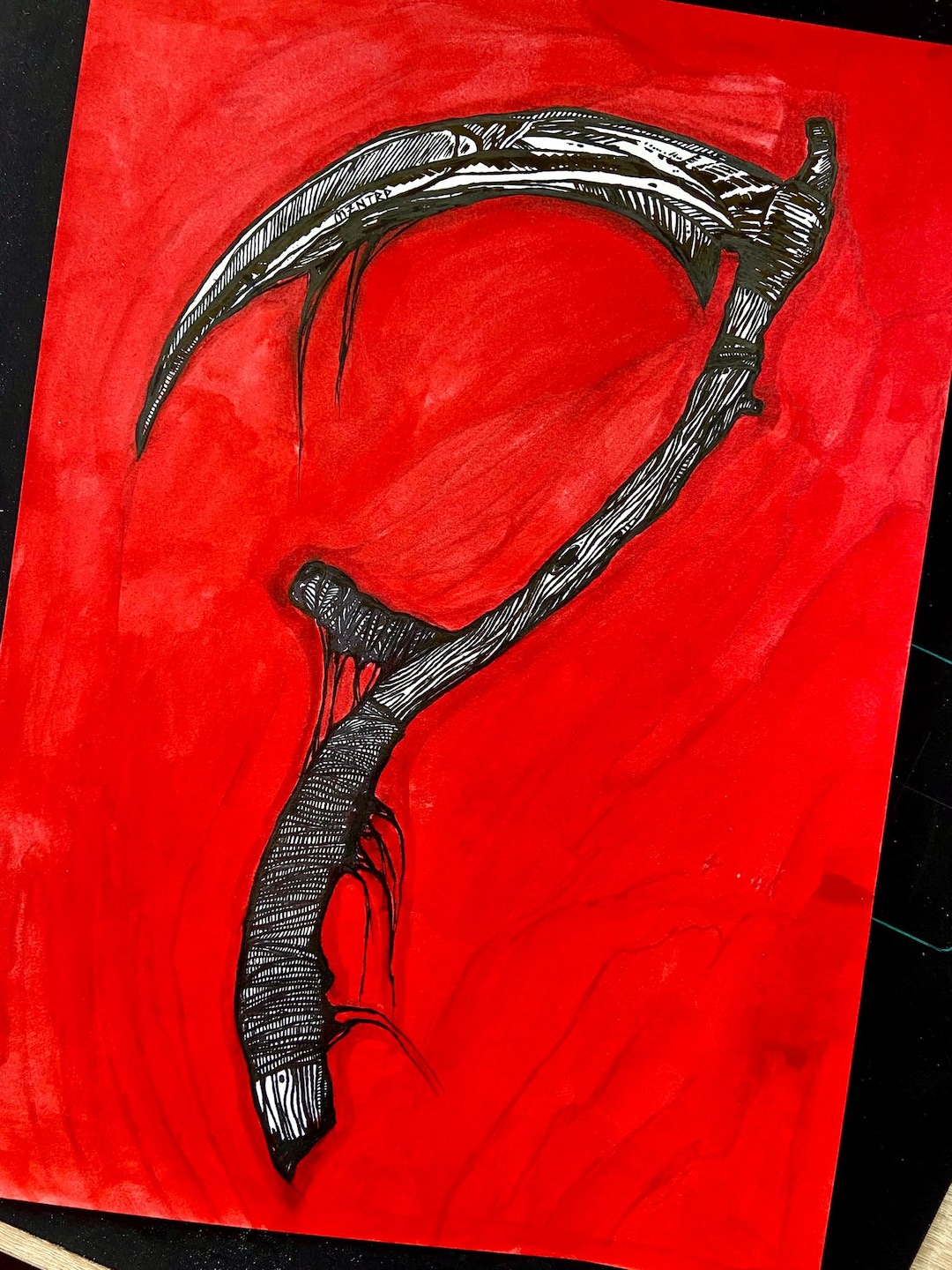 The Hook – Original A3 Occult Symbol Drawing | Dark Red Ritual Artwork ...