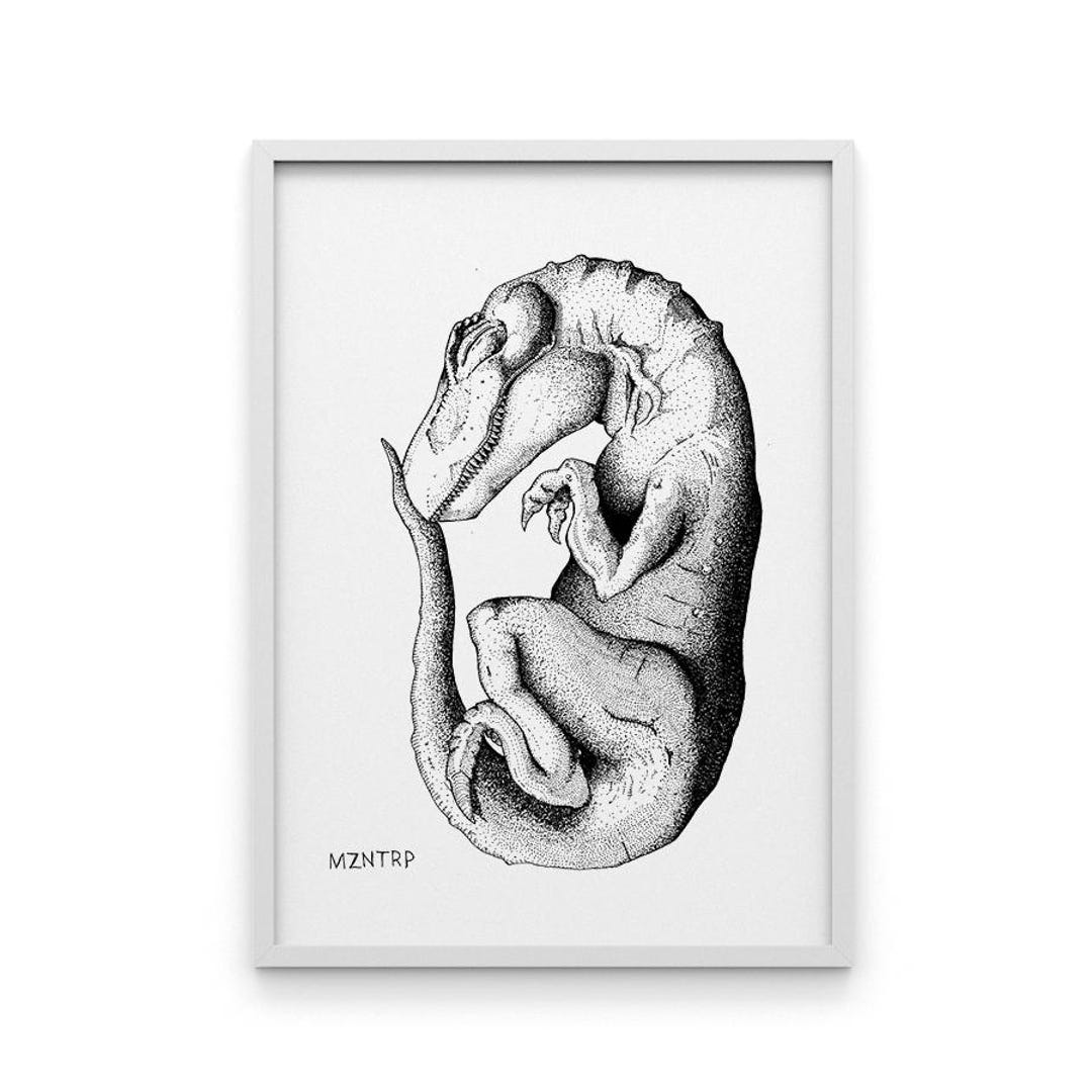 The Sleeper – Dinosaur Fetus Line Art (digital Download, A3) - Etsy