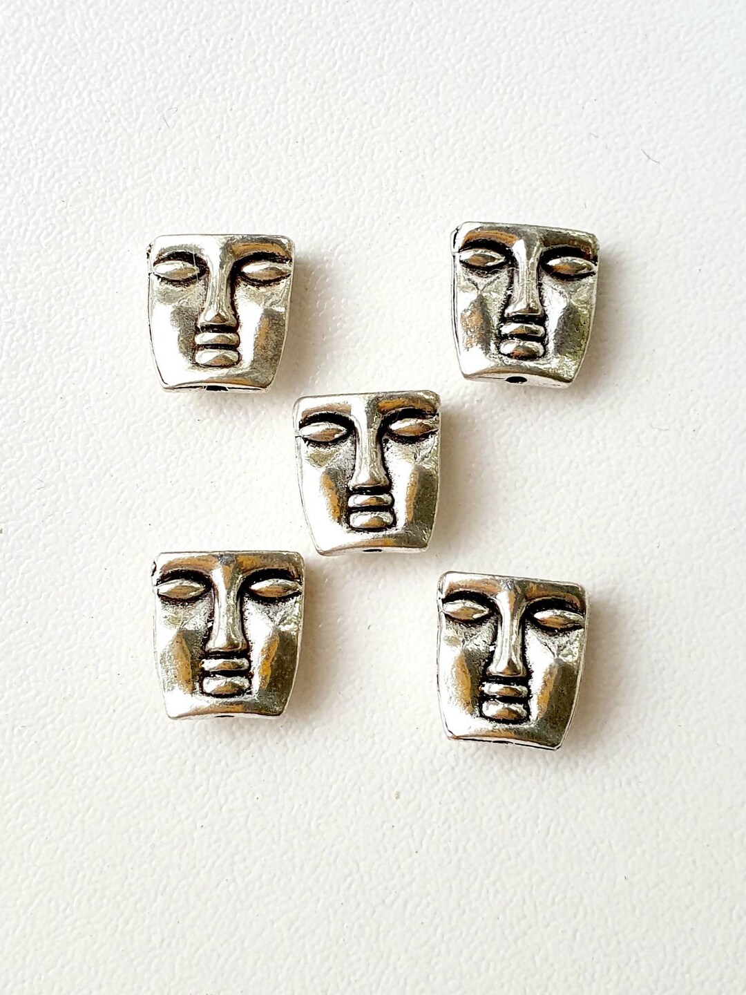 Silver Buddha Face Spacer Beads 3D Double Sided Face Charms - Etsy
