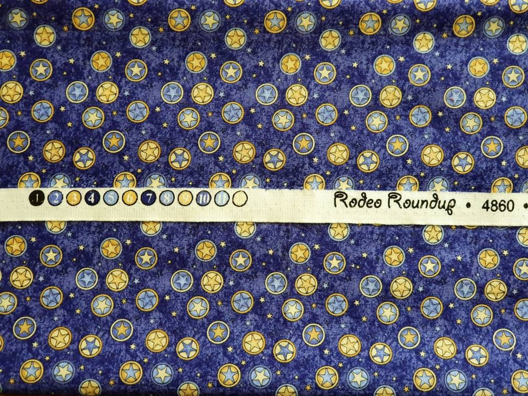 Tela vaquera Rodeo Round Up Insignias de estrellas azules y - Etsy España