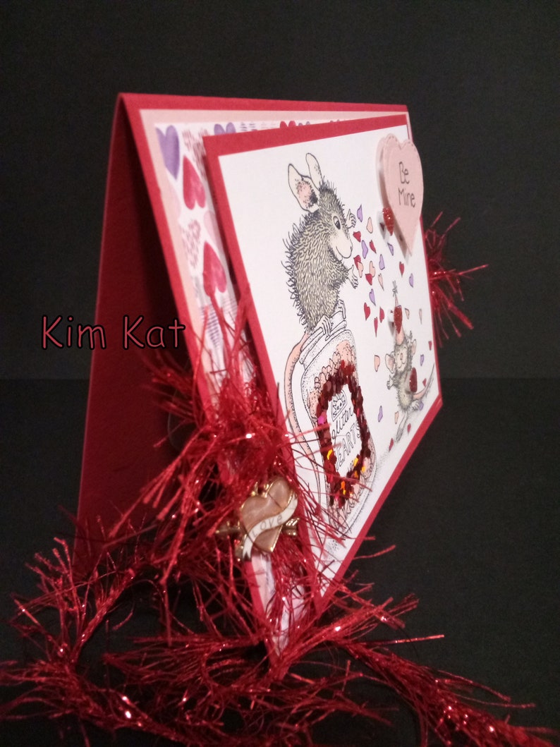 House Mouse Valentine Card Glitter Hearts Pop up Mice Be Mine - Etsy