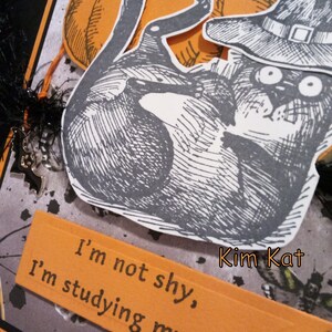 Halloween Black Cat Card Pop up 3D Funny Not Shy Studying My - Etsy